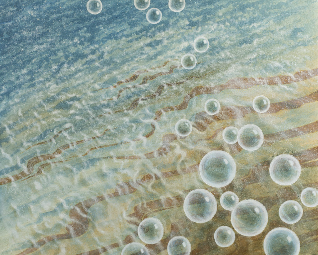Bubble Bath, Ocean, Rippled Sand Beach, Art, Laura Seeley