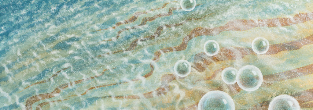 Bubble Bath, Ocean, Rippled Sand Beach, Art, Laura Seeley